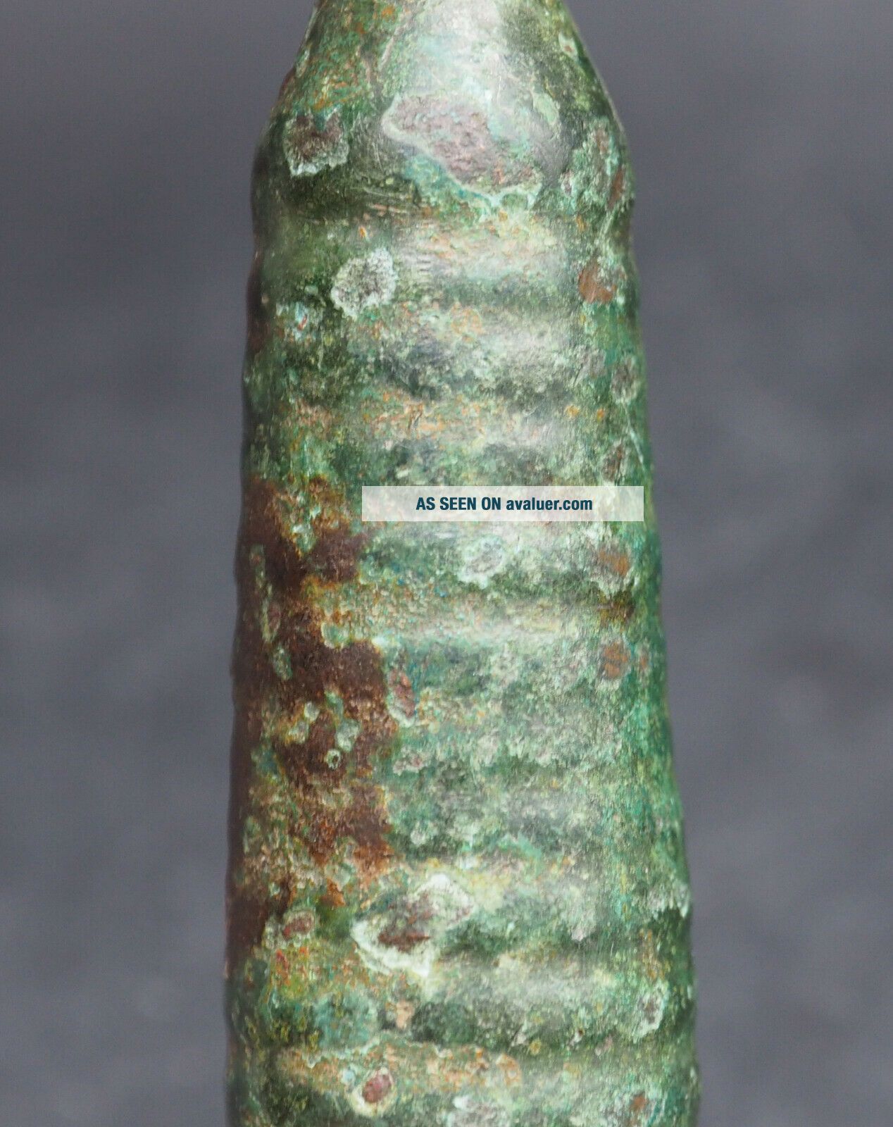 INTACT ANCIENT ROMAN BRONZE VERY RARE GREENISH PATINA BOTTLE CIRCA ...