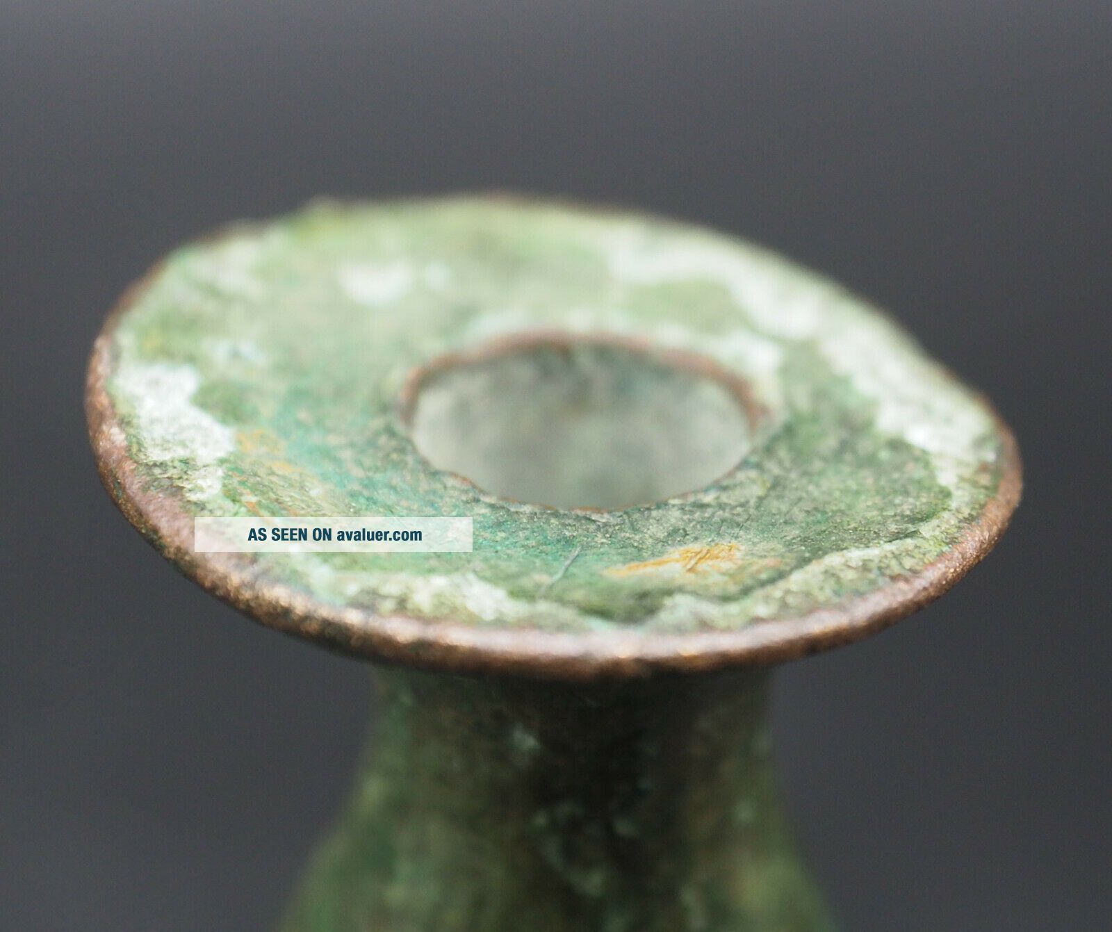 INTACT ANCIENT ROMAN BRONZE VERY RARE GREENISH PATINA BOTTLE CIRCA ...