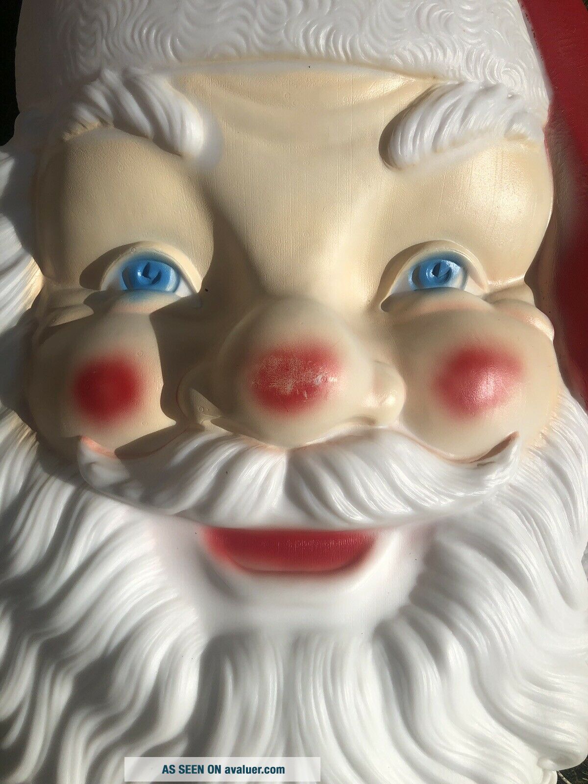 Vintage Extra Large XL 36” Santa Head Face Blow Mold Plastic Wall ...
