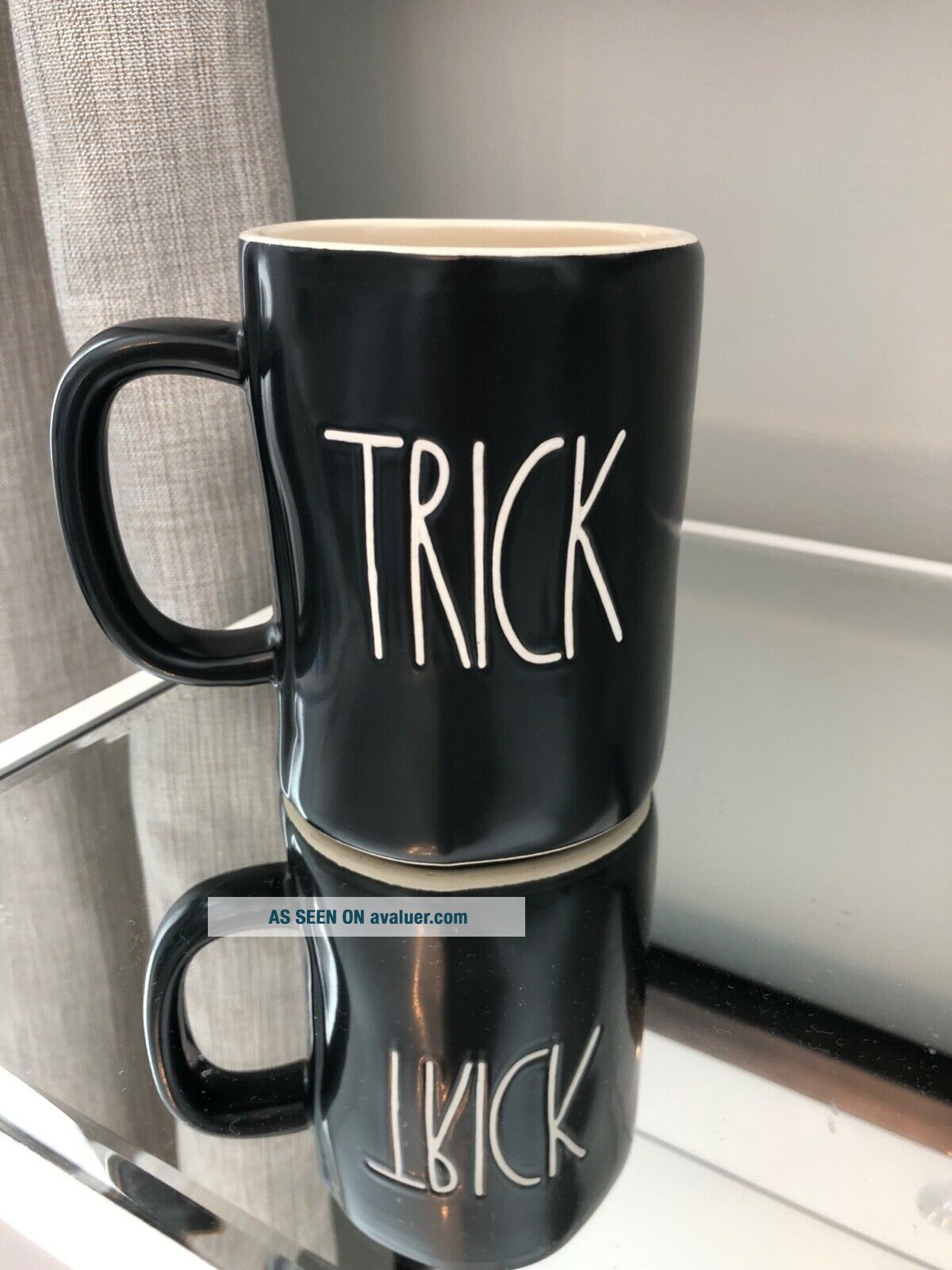 Rae Dunn Magenta TRICK TREAT Halloween Mug Rare Vintage M Stamp Black ...