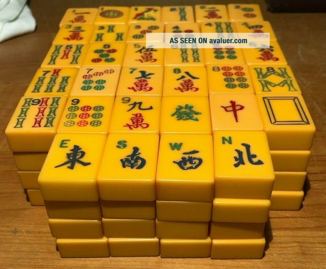 VINTAGE CHINESE MAHJONG MAH JONGG GAME SET - 152 TILES IN CASE | #6819556