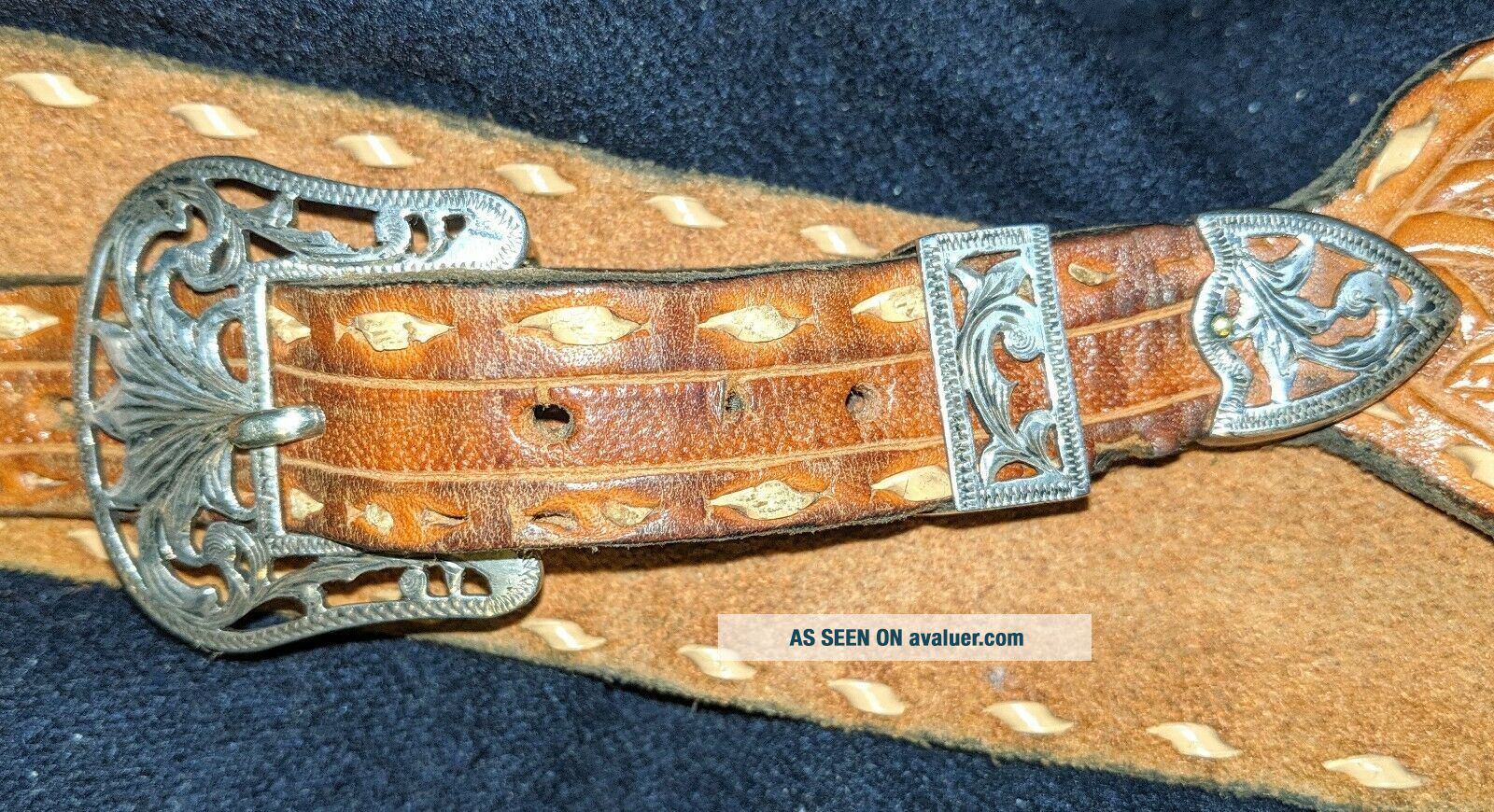 VINTAGE SILVER VOGT MEXICO STERLING SILVER ENGRAVED RANGER BELT BUCKLE ...