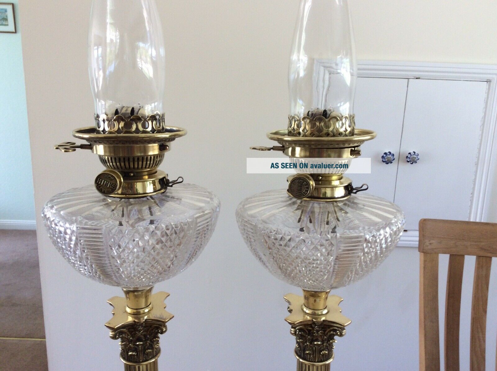 Victorian Cut Glass Oil Lamps With Paris Shades. | #6857047