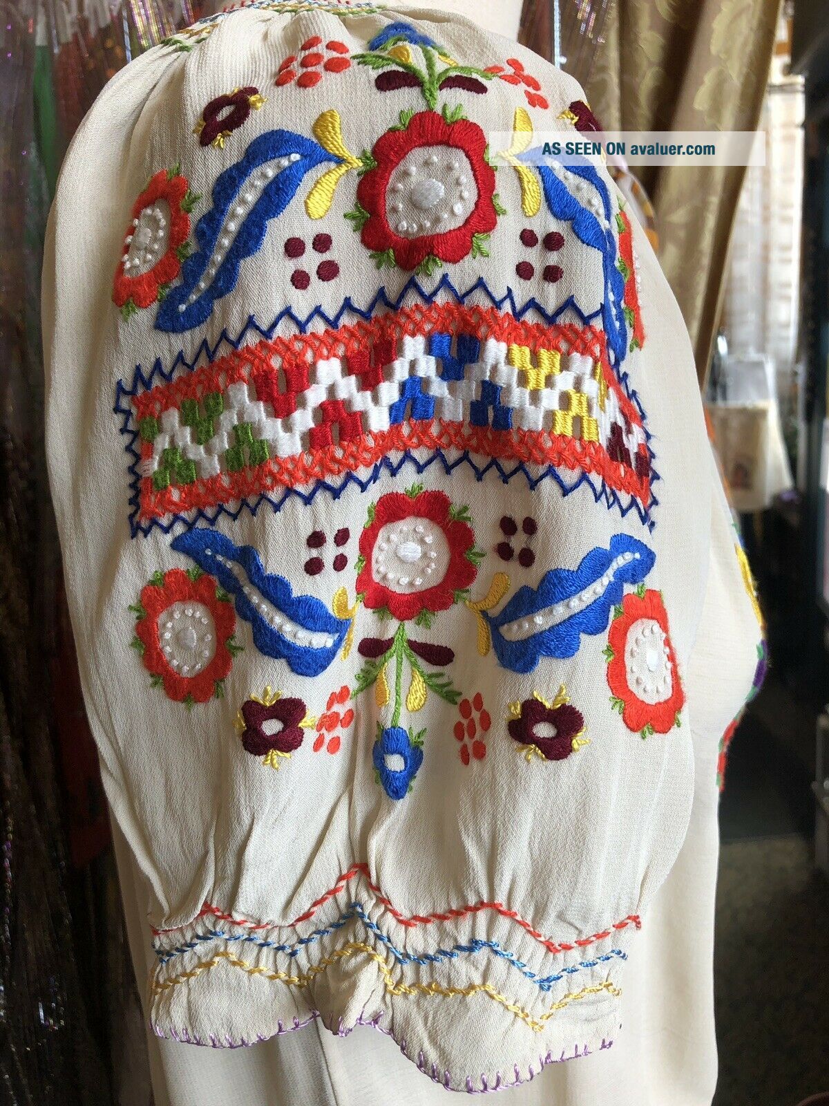 Vintage 1930s/40s Hungarian Peasant Blouse Embroidered Crepe 30s/1940s ...
