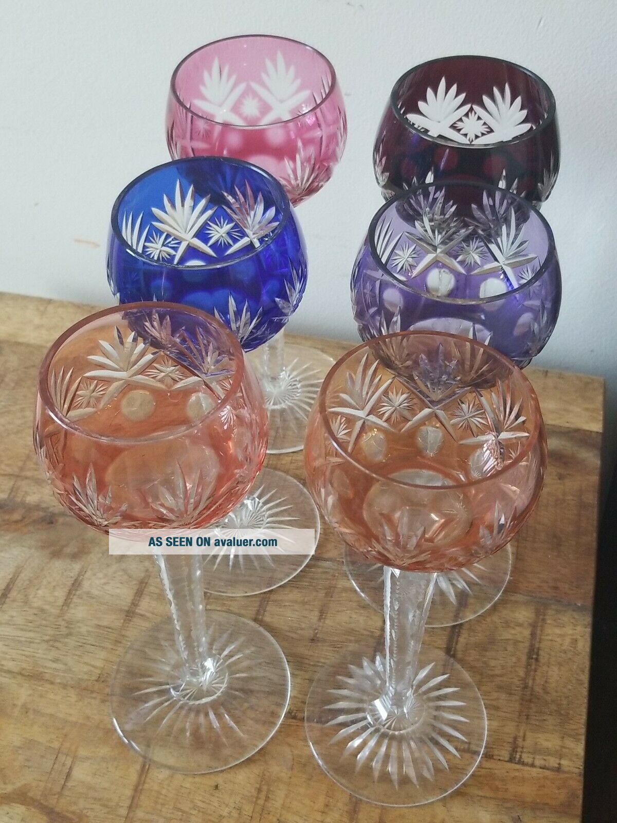 Vintage Cut To Clear Bohemian Czech Crystal Wine Glasses Set Of 6 ...