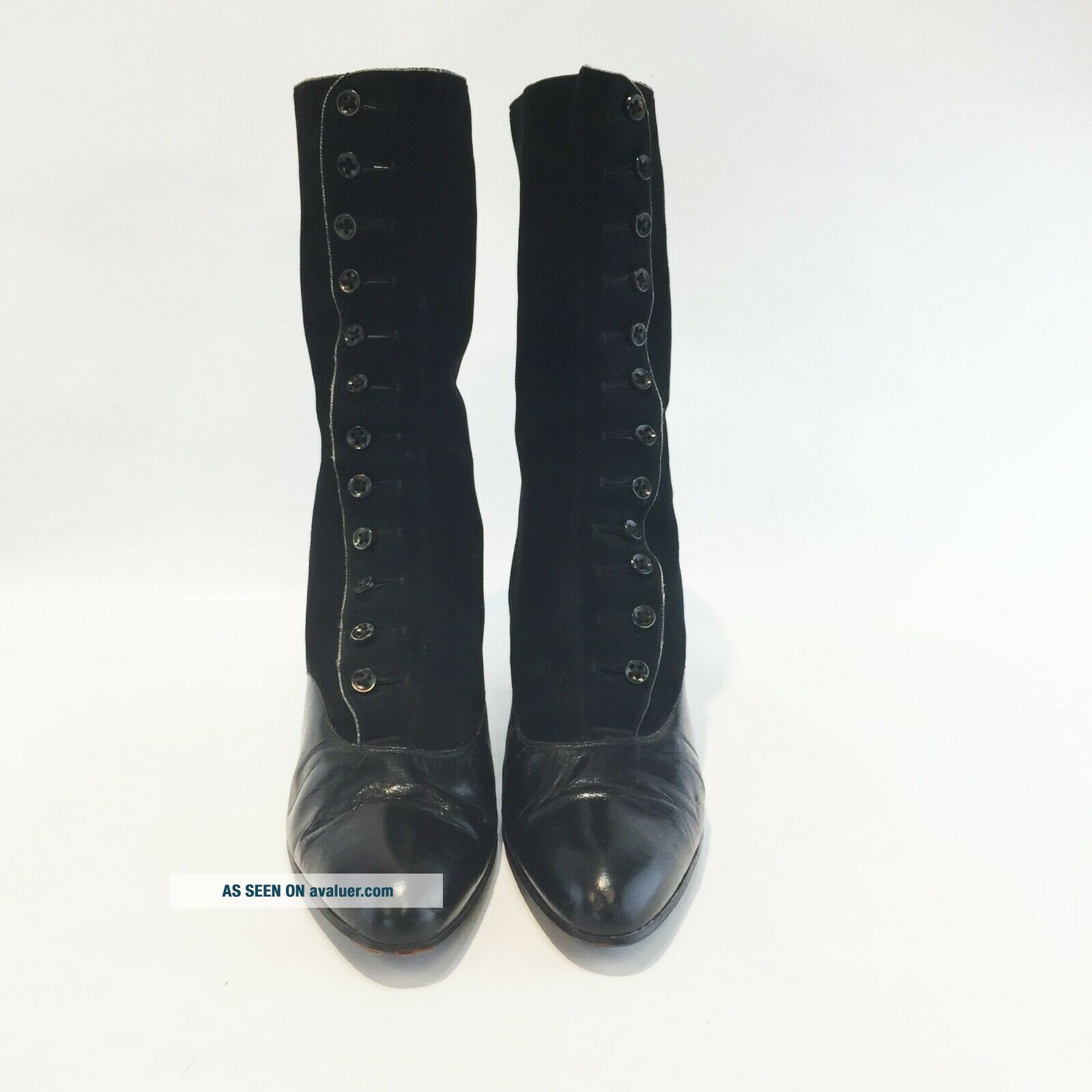 Antique Vintage Victorian Edwardian Julia Marlowe Black Suede Button Up ...