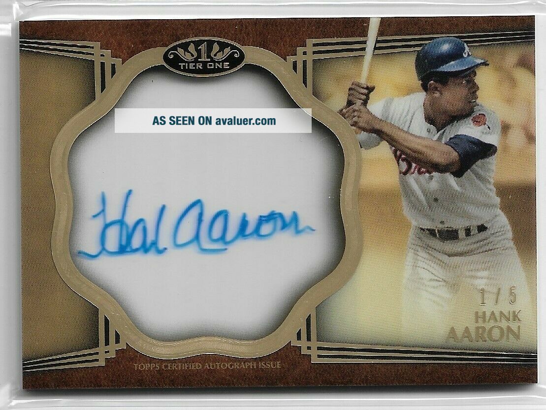 2019 TOPPS TIER ONE HANK AARON CLEAR ONE AUTOGRAPH AUTO D 1/5 BRAVES ...