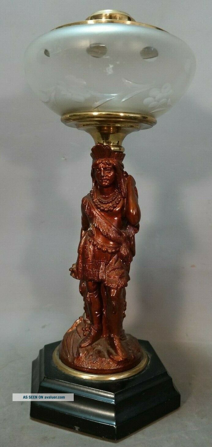 19thC Antique VICTORIAN Era OLD WEST Town INDIAN STATUE Native American ...