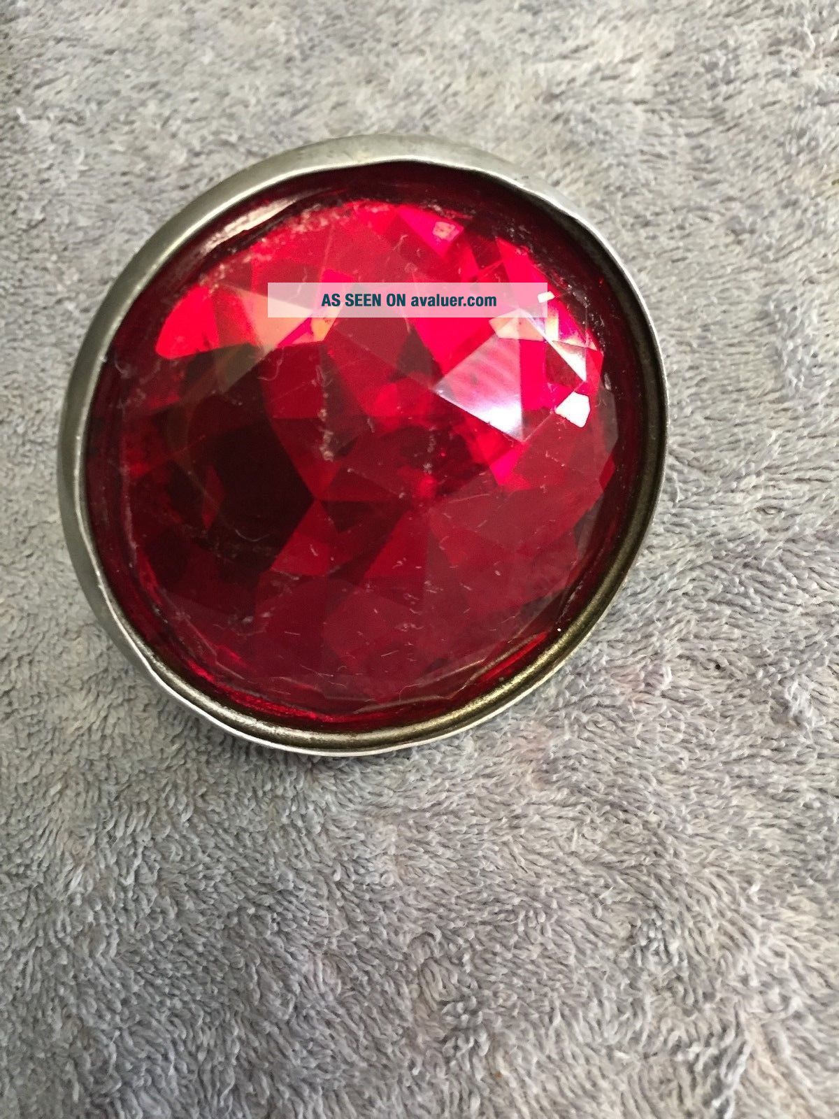 VINTAGE WALD RED ROUND GLASS JEWEL BICYCLE REAR MOUNT REFLECTOR, | #6931183