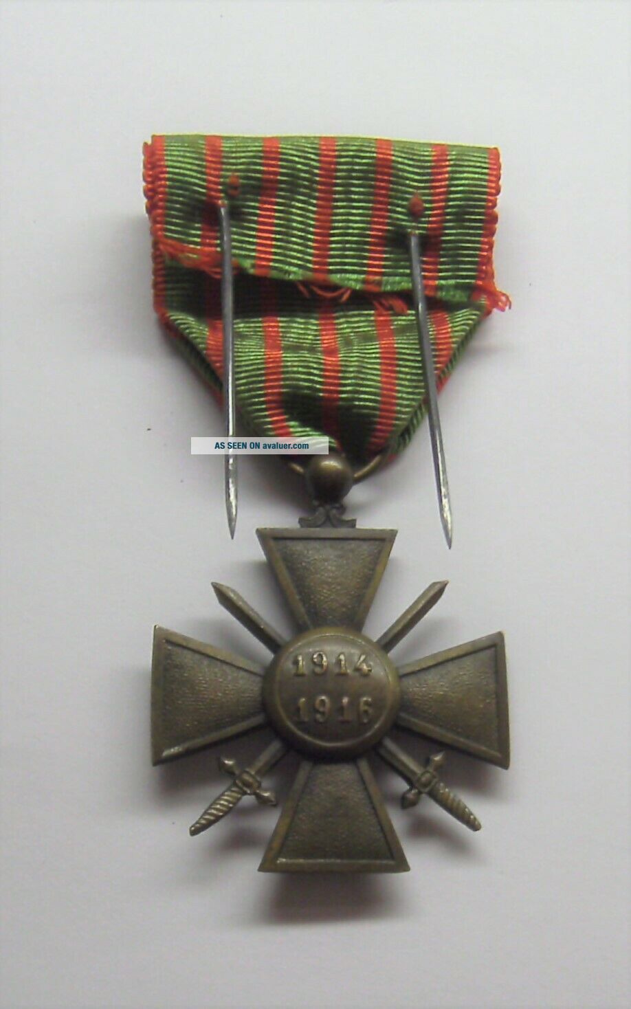 VINTAGE WW I French Croix De Guerre Medal War Cross 14 - 16 With 1 ...