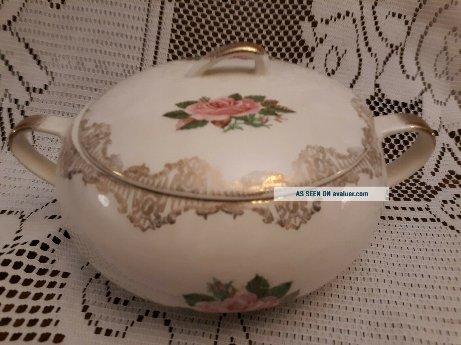 Vintage Paden City Pottery AMERICAN ROSE Round Covered Vegetable Bowl ...