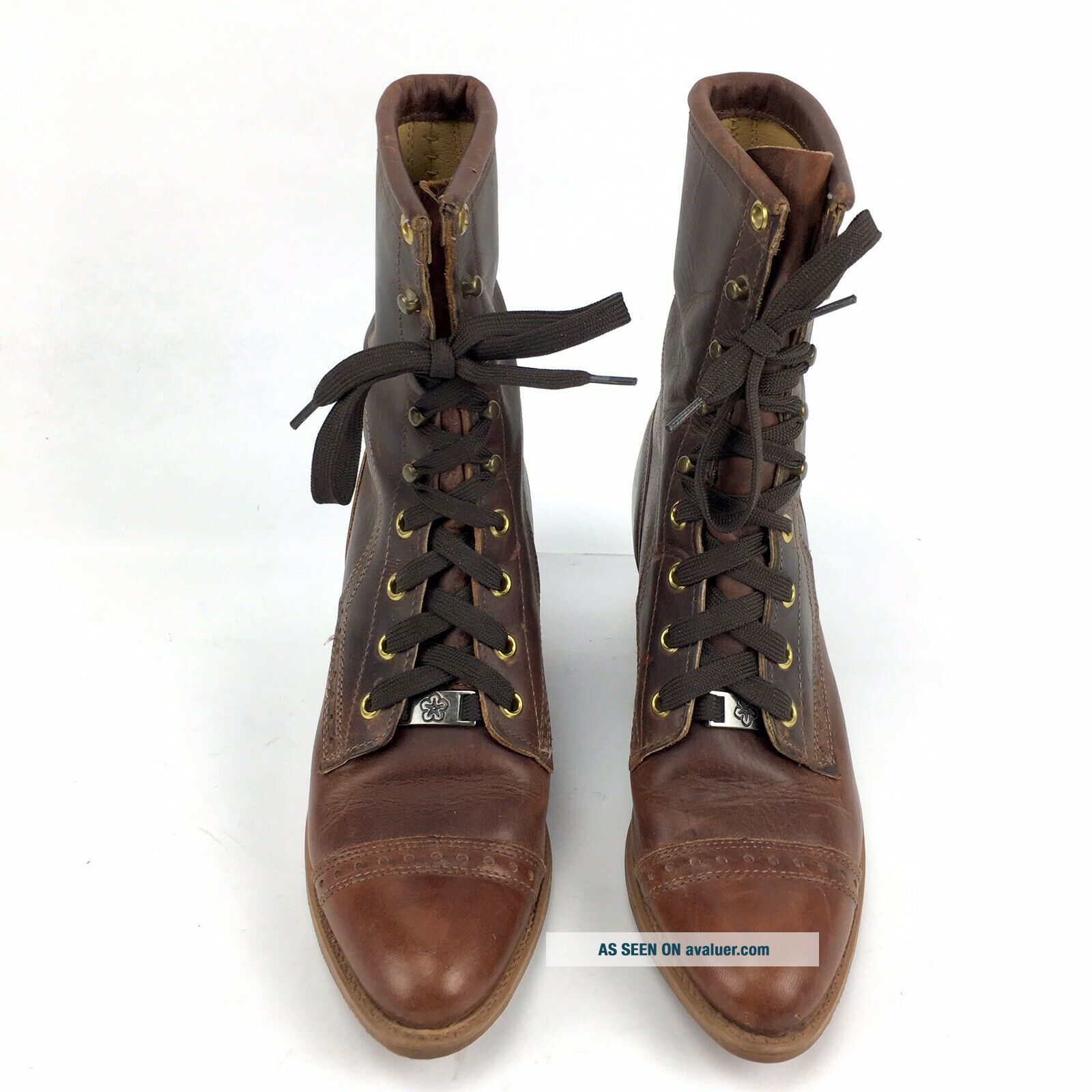 Vintage Capezio Leather Lace Up Roper Granny Boots Size 7 M Brown Made ...