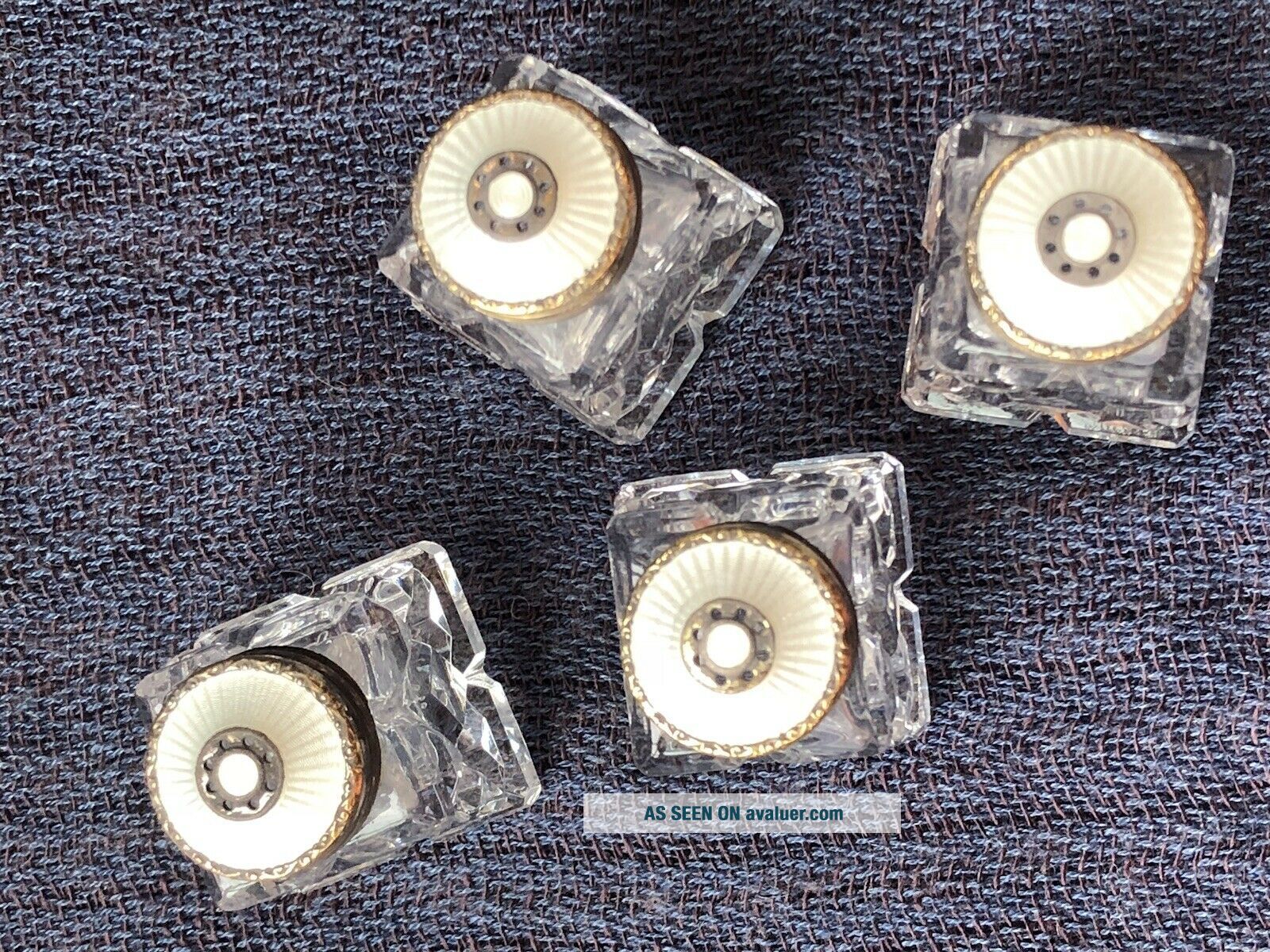 4 Vintage Crystal Enameled Sterling Silver Salt & Pepper Shaker ' S ...