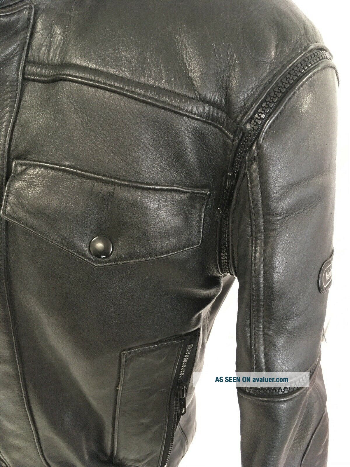 Hein Gericke Black Leather Motorcycle Jacket Mens Size 48 Vintage Biker ...