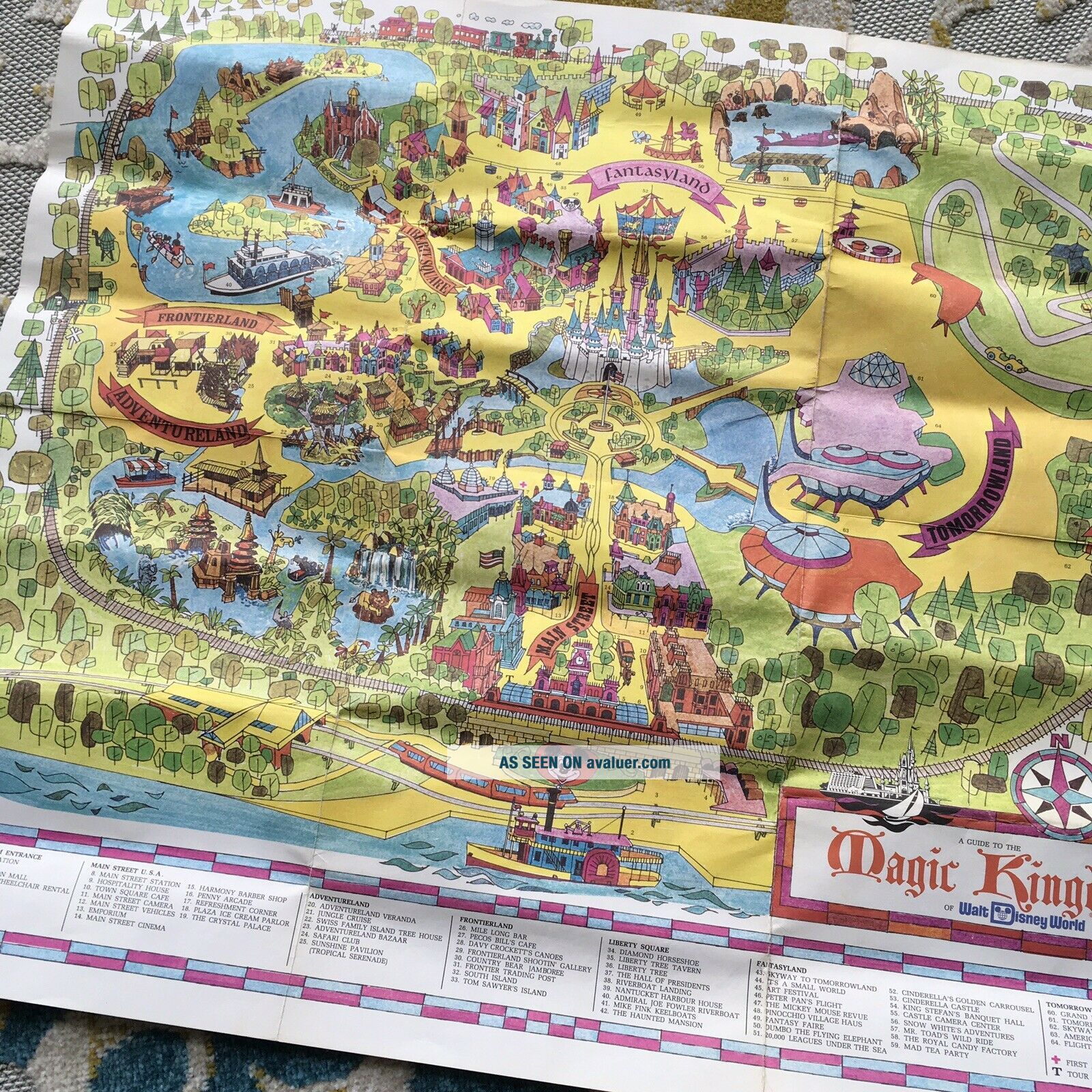 Vintage Walt Disney World Magic Kingdom Souvenir Map 1970 ' S Color 25 ...