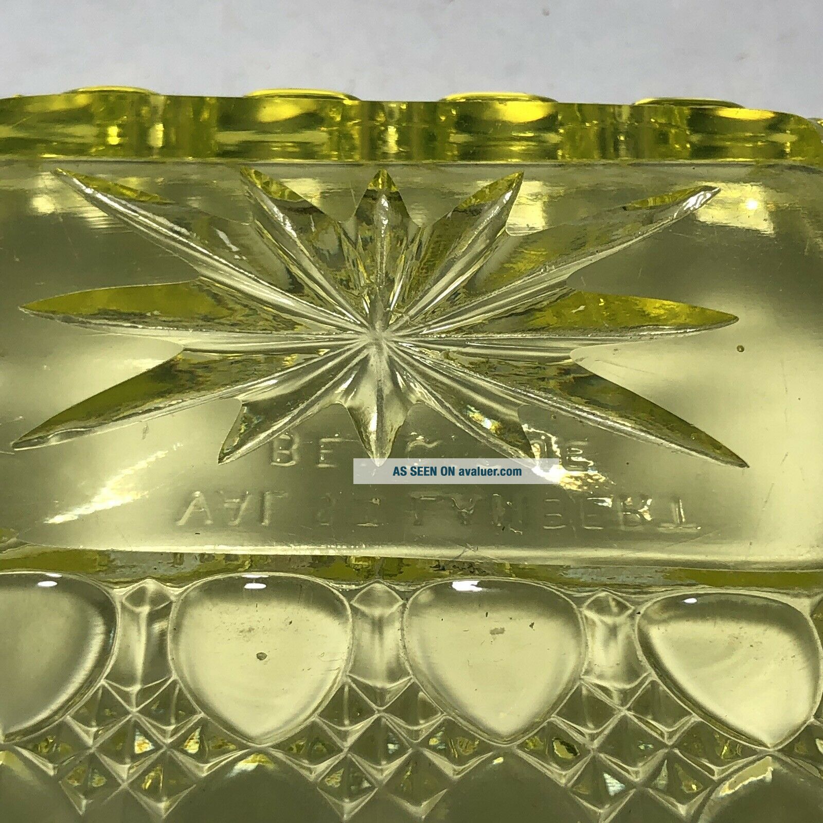 Val St Lambert Belcique Canary Uranium Glass Dish Vintage Tray Signed ...