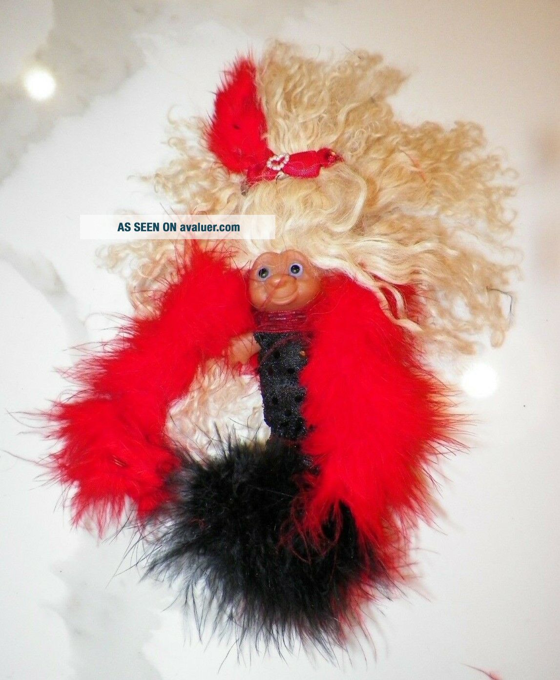 VINTAGE 1960 ' S DAM DIVA TROLL OFF WHITE MOHAIR HAIR RED & BLACK ...