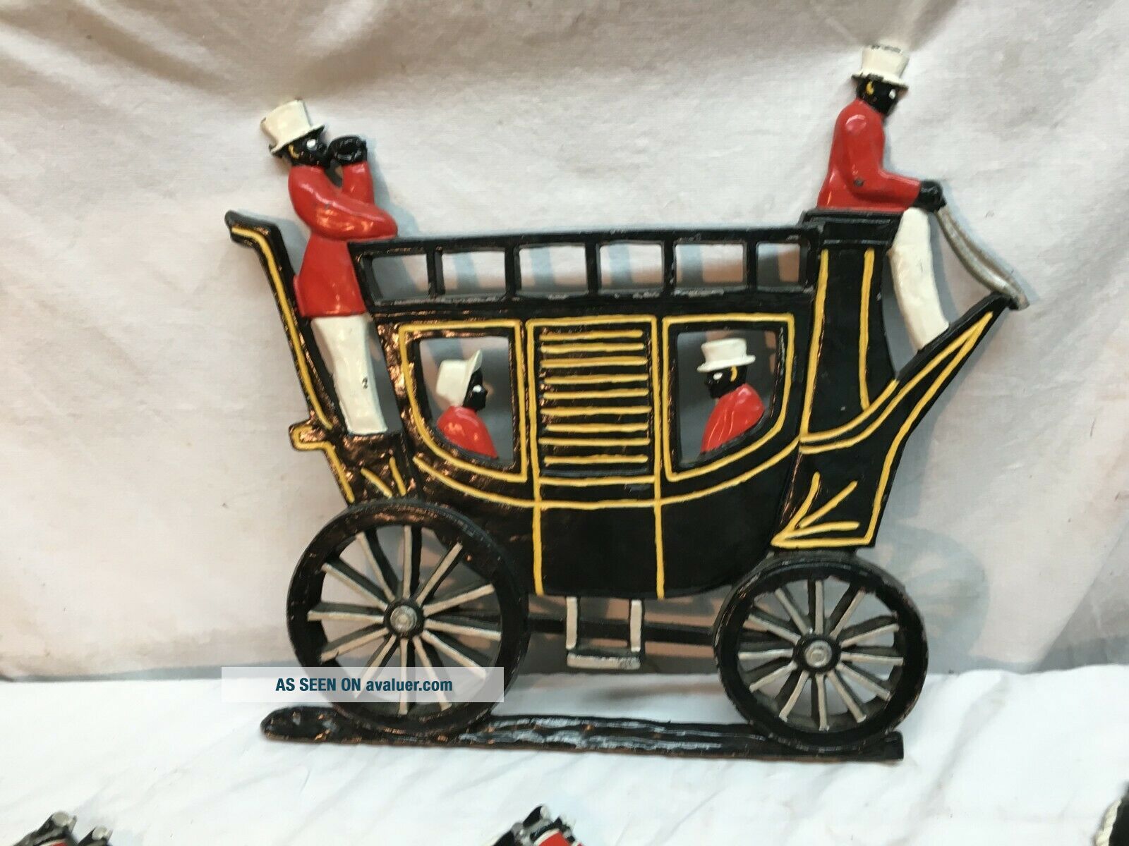 Vtg 3pc Cast Aluminum Horse Drawn Carriage Fox Hunt Bugle Boy Driver ...