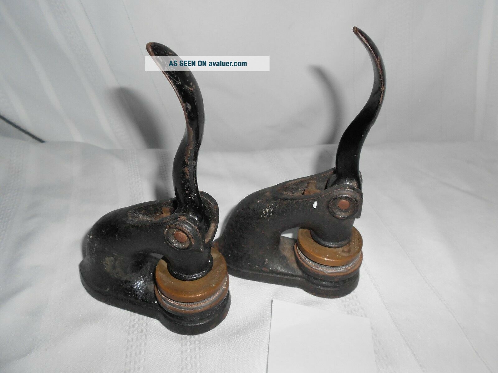 2 Vintage Hand Press Embosser Stamp Corporate Company Seal CAST IRON ...
