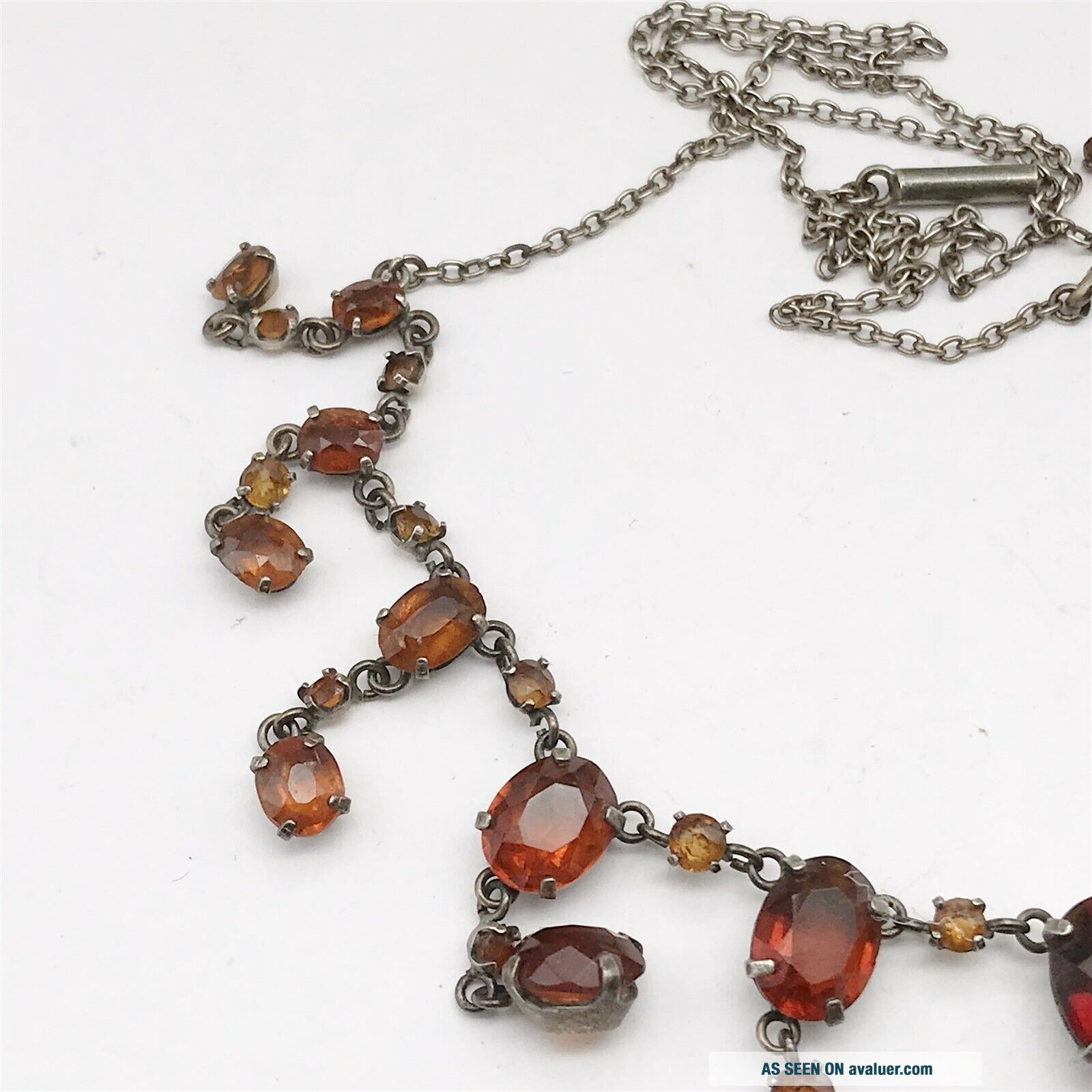 VINTAGE SOLID SILVER ART DECO SMOKY QUARTZ GEM SET PENDANT LADIES ...