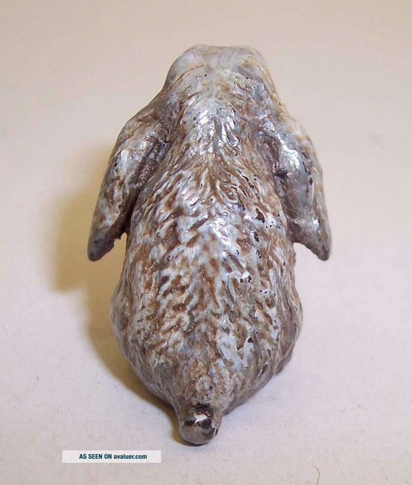 TINY Vintage COLD PAINTED BRONZE Grey LOP EARED RABBIT Long Eared ...