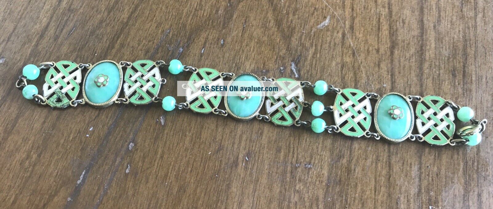 Vintage Max Neiger Czech Green Peking Glass Enamel Art Deco Lattice ...