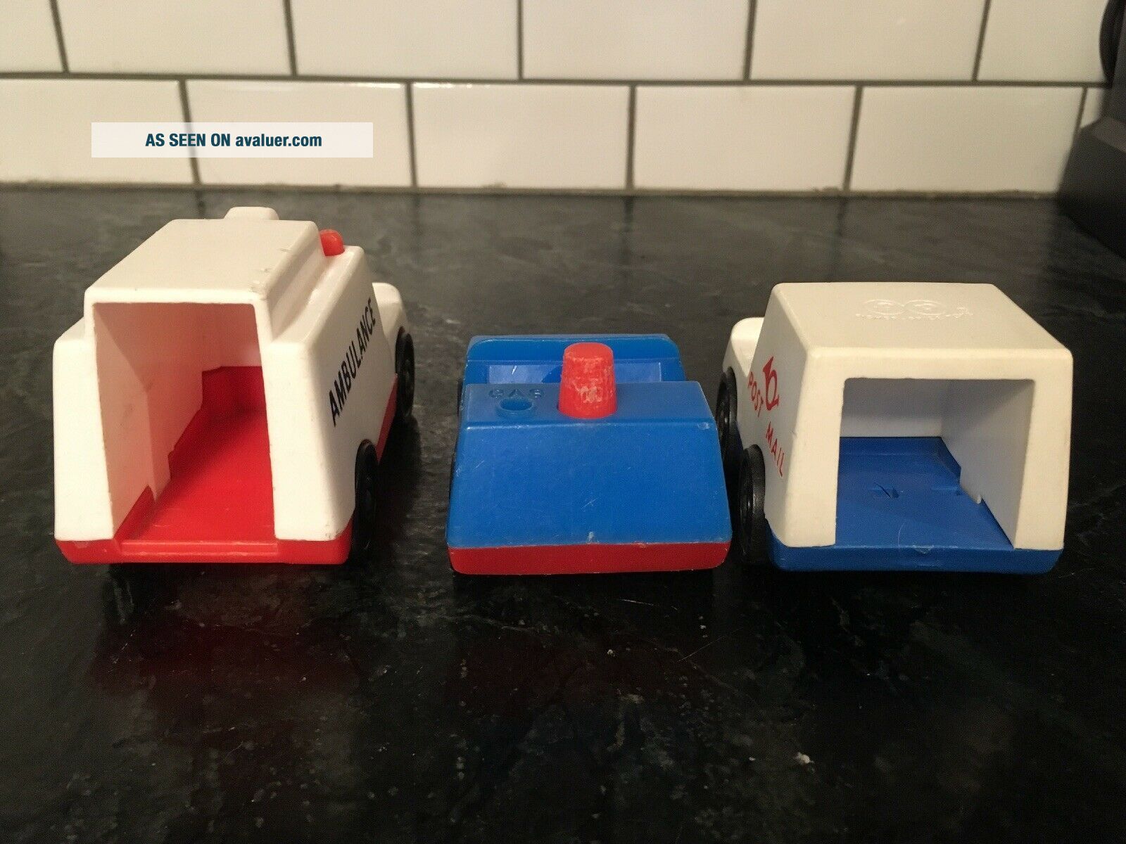 Three Vehicles Vintage Fisher Price Little People Ambulance Police Mail ...
