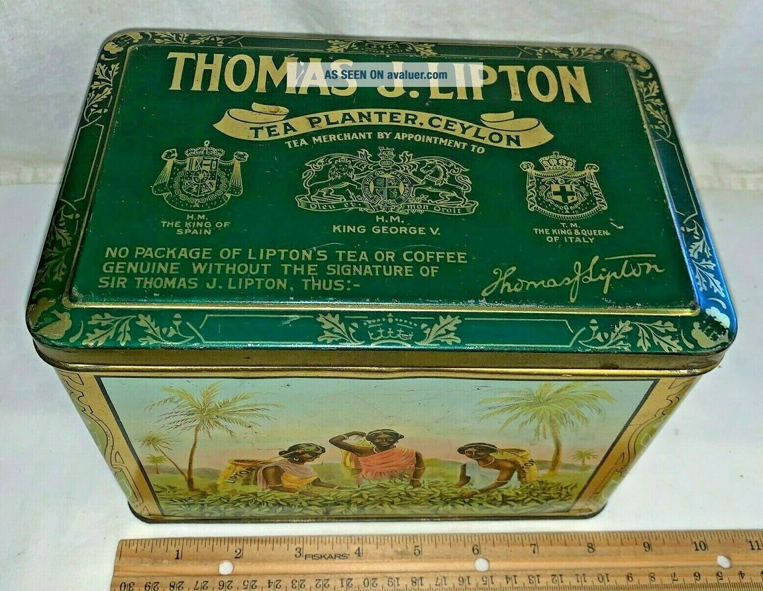 ANTIQUE THOMAS J LIPTON TEA TIN LITHO CAN VINTAGE COUNTRY STORE DISPLAY ...