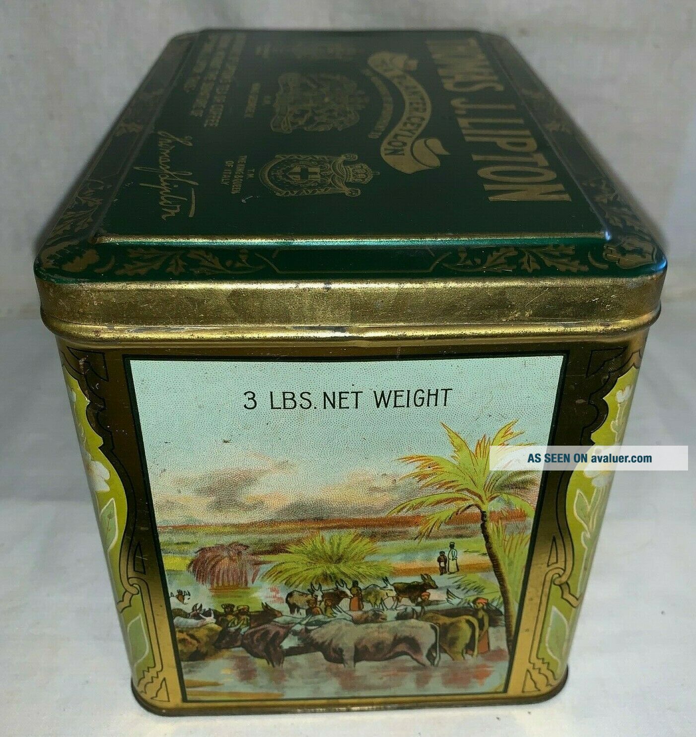 ANTIQUE THOMAS J LIPTON TEA TIN LITHO CAN VINTAGE COUNTRY STORE DISPLAY ...