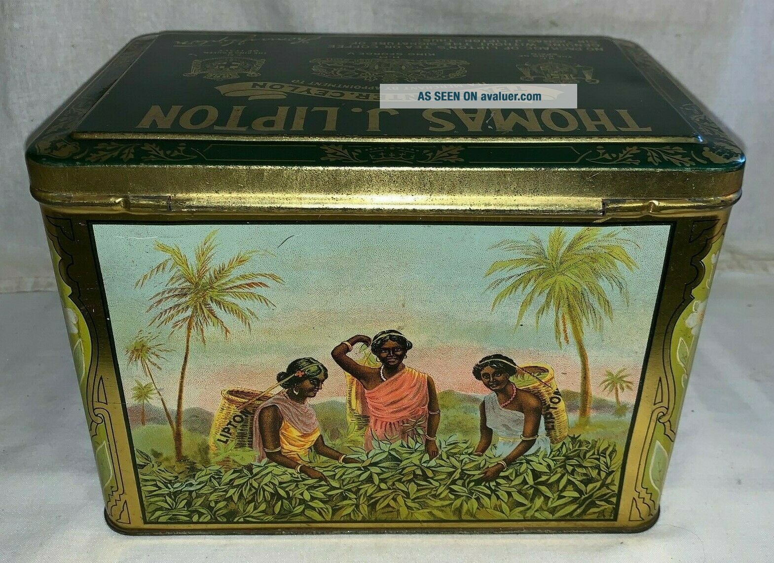 ANTIQUE THOMAS J LIPTON TEA TIN LITHO CAN VINTAGE COUNTRY STORE DISPLAY ...
