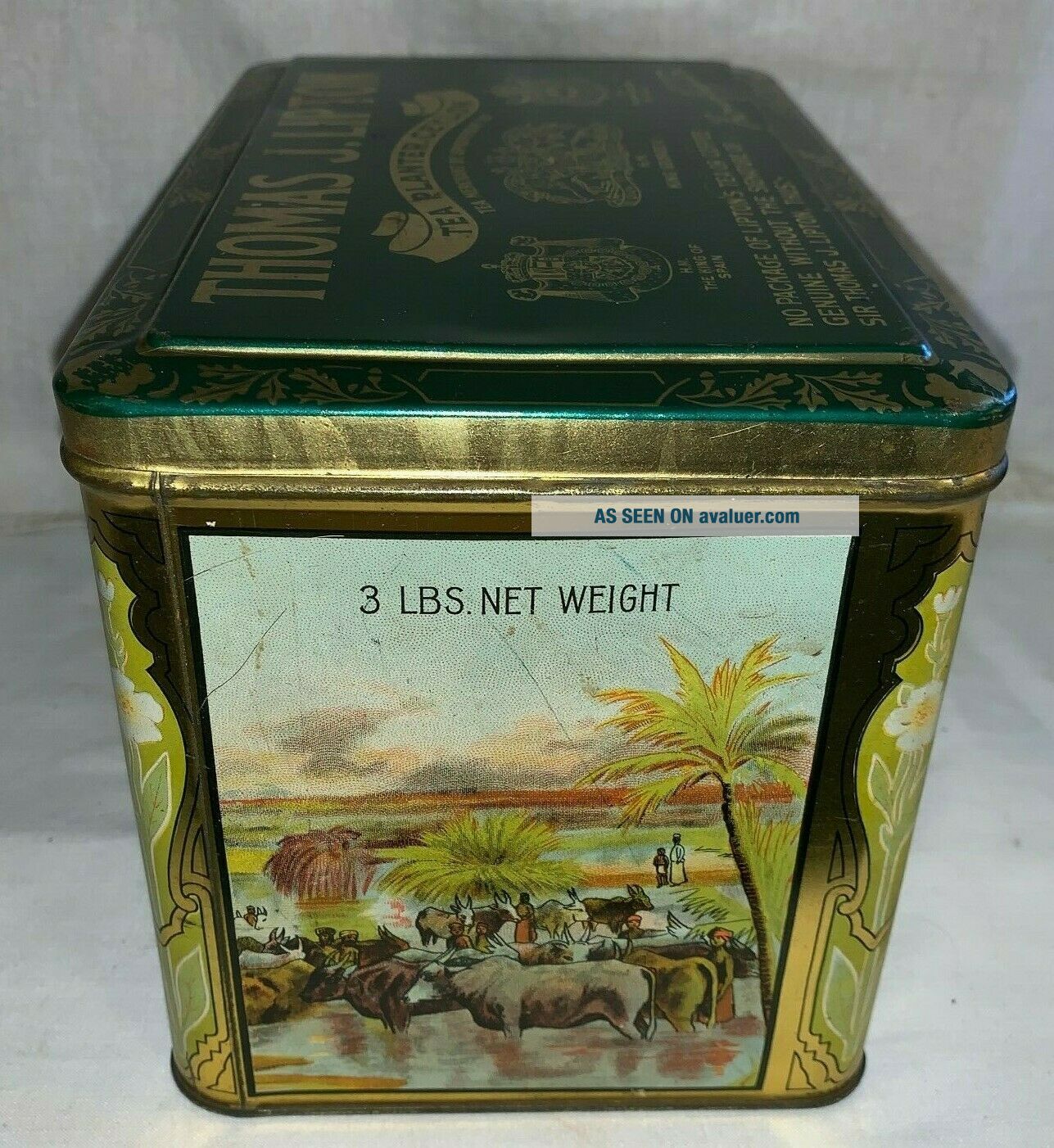 ANTIQUE THOMAS J LIPTON TEA TIN LITHO CAN VINTAGE COUNTRY STORE DISPLAY ...