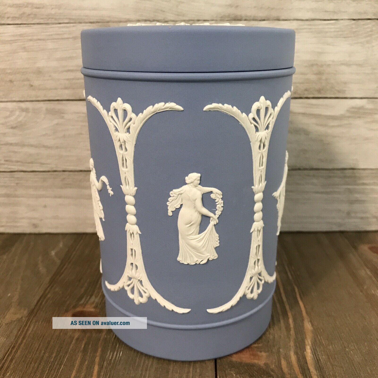 Vintage Wedgwood Jasperware Blue Jar Tea Canister With Lid Tall 5. 75 ...