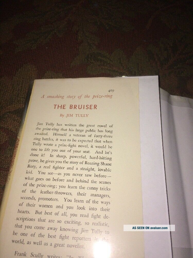 1st The Bruiser - Jim Tully Vintage Boxing 1943 HC In Mylar | #7066991