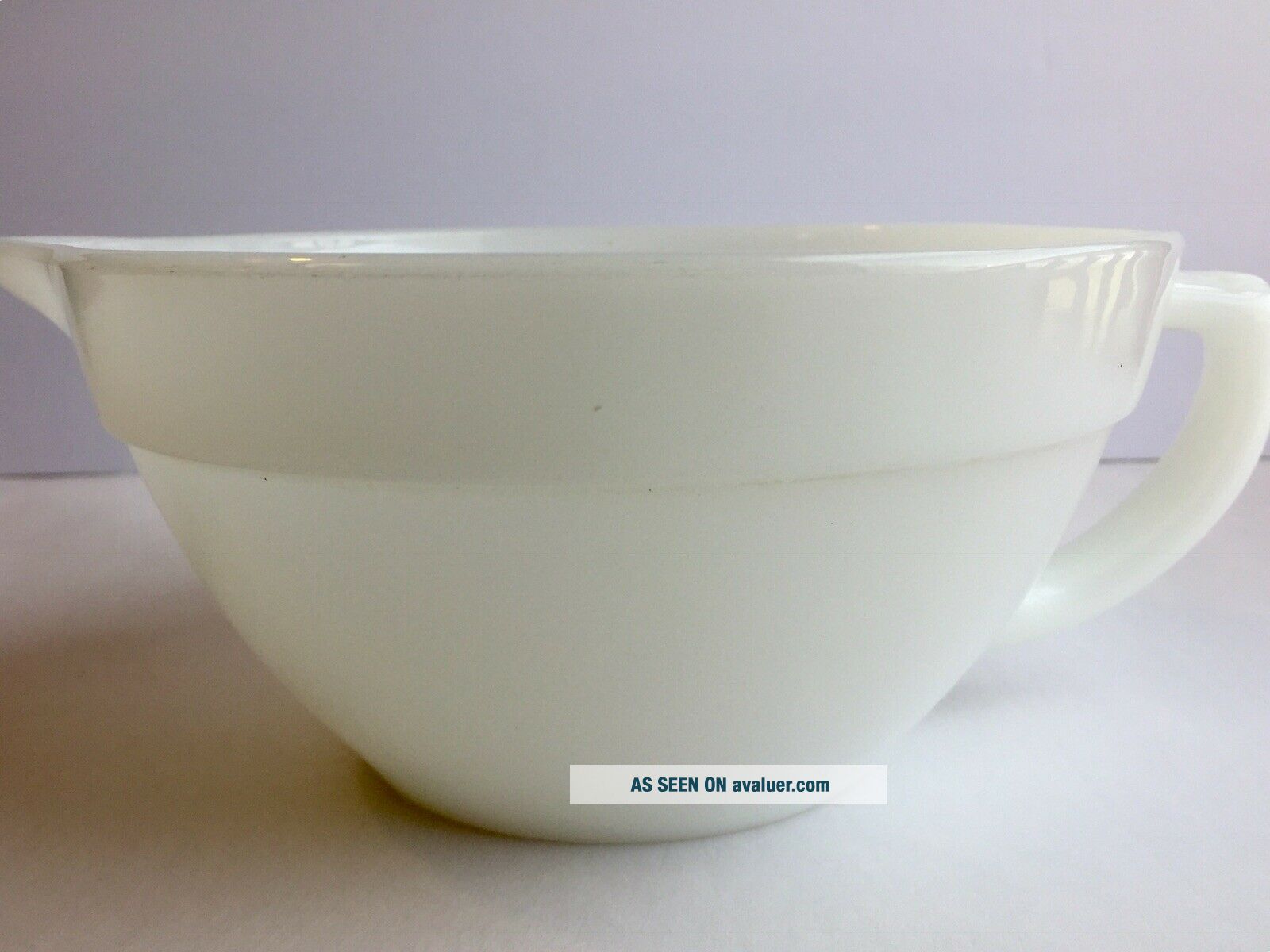 Vintage 1950s Fire King Oven Ware Milk Glass Batter Mixing Bowl Spout ...