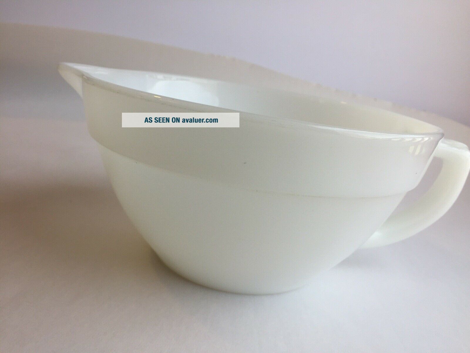 Vintage 1950s Fire King Oven Ware Milk Glass Batter Mixing Bowl Spout ...