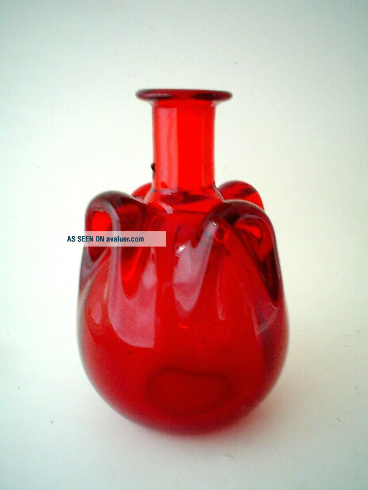 Vintage Red Murano Art Glass Vase Or Decanter | #7114753