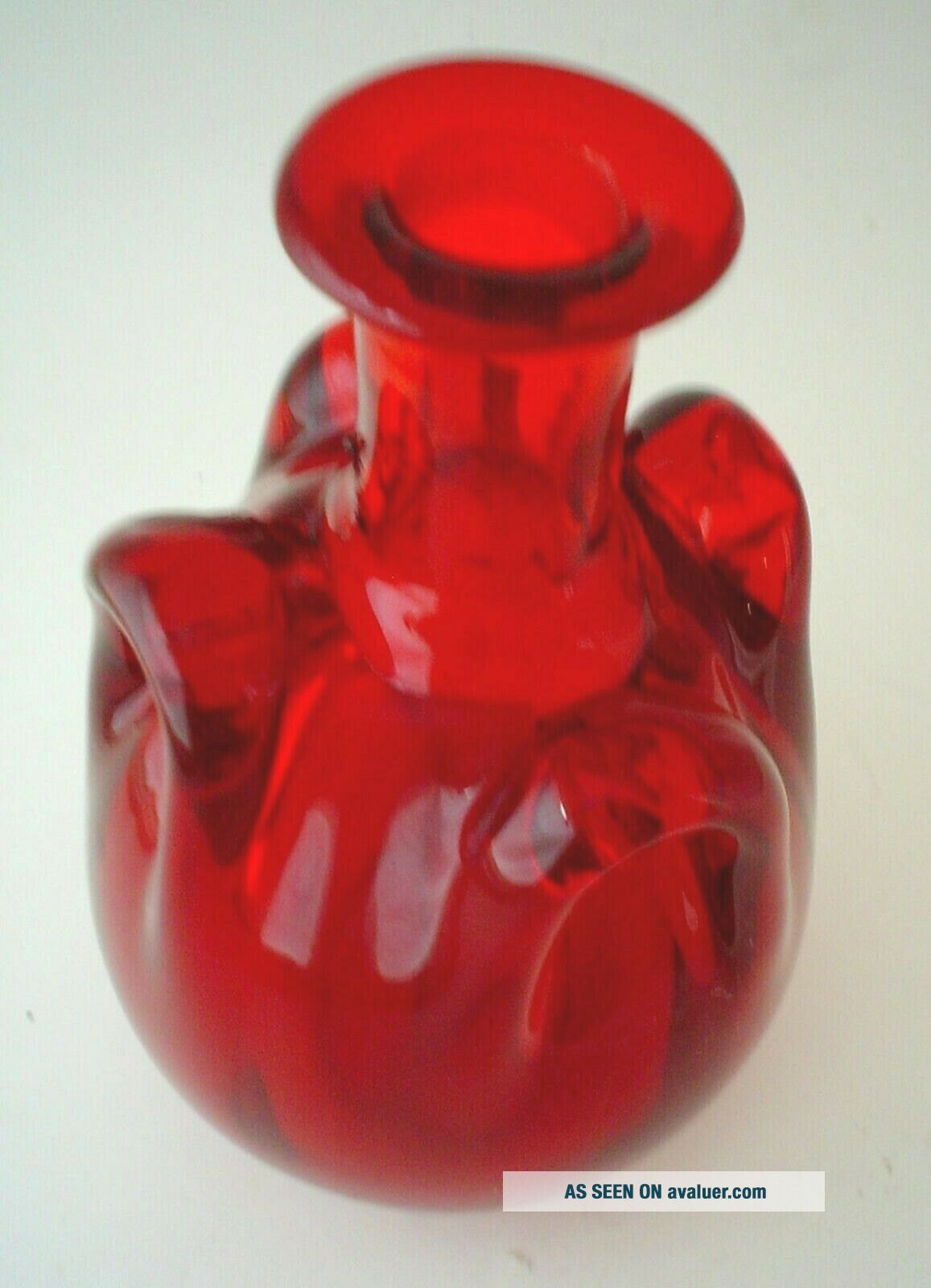 Vintage Red Murano Art Glass Vase Or Decanter | #7114753