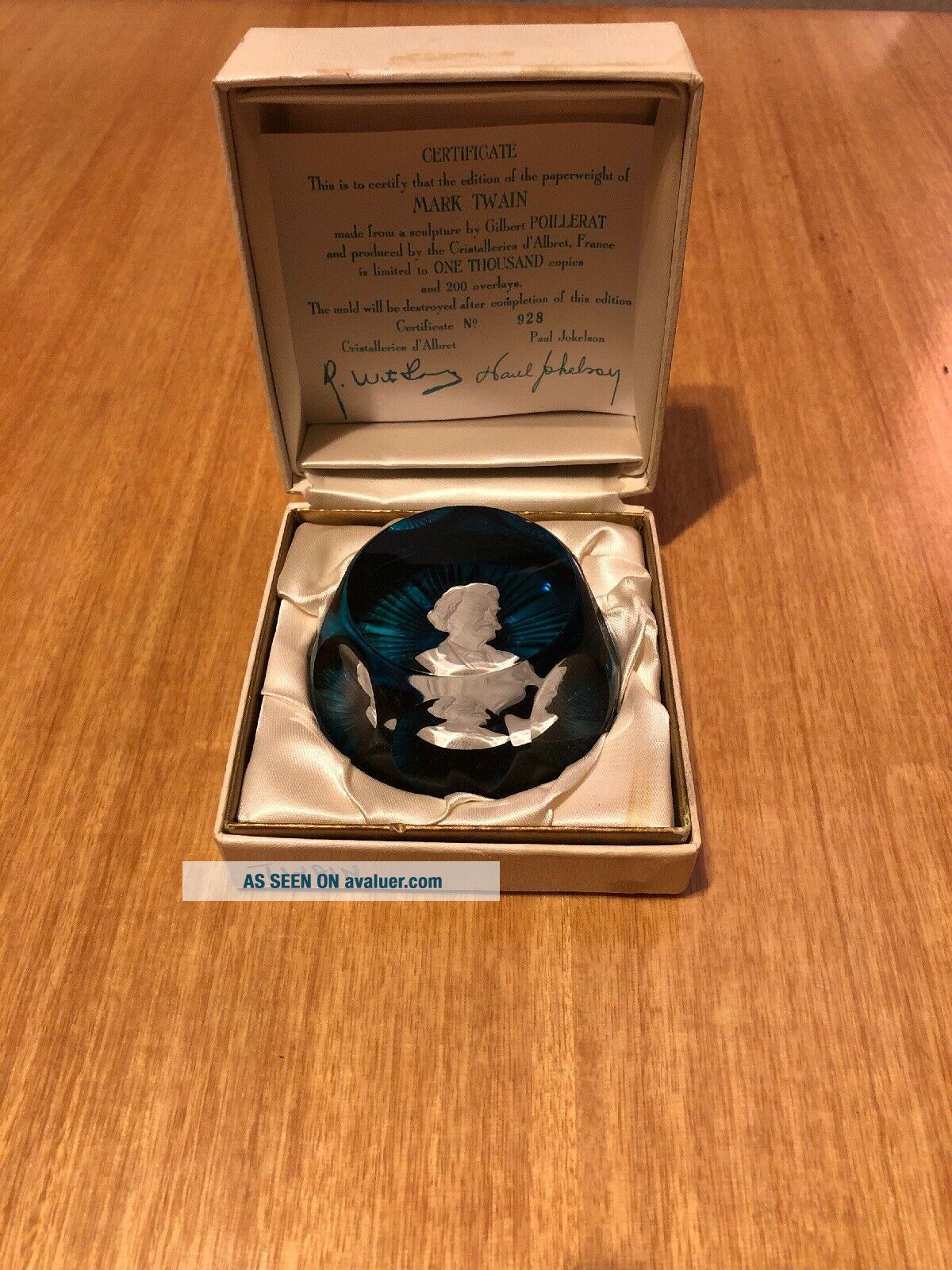 Vintage CR. Albert French Crystal Sulphide Mark Twain Paperweight ...