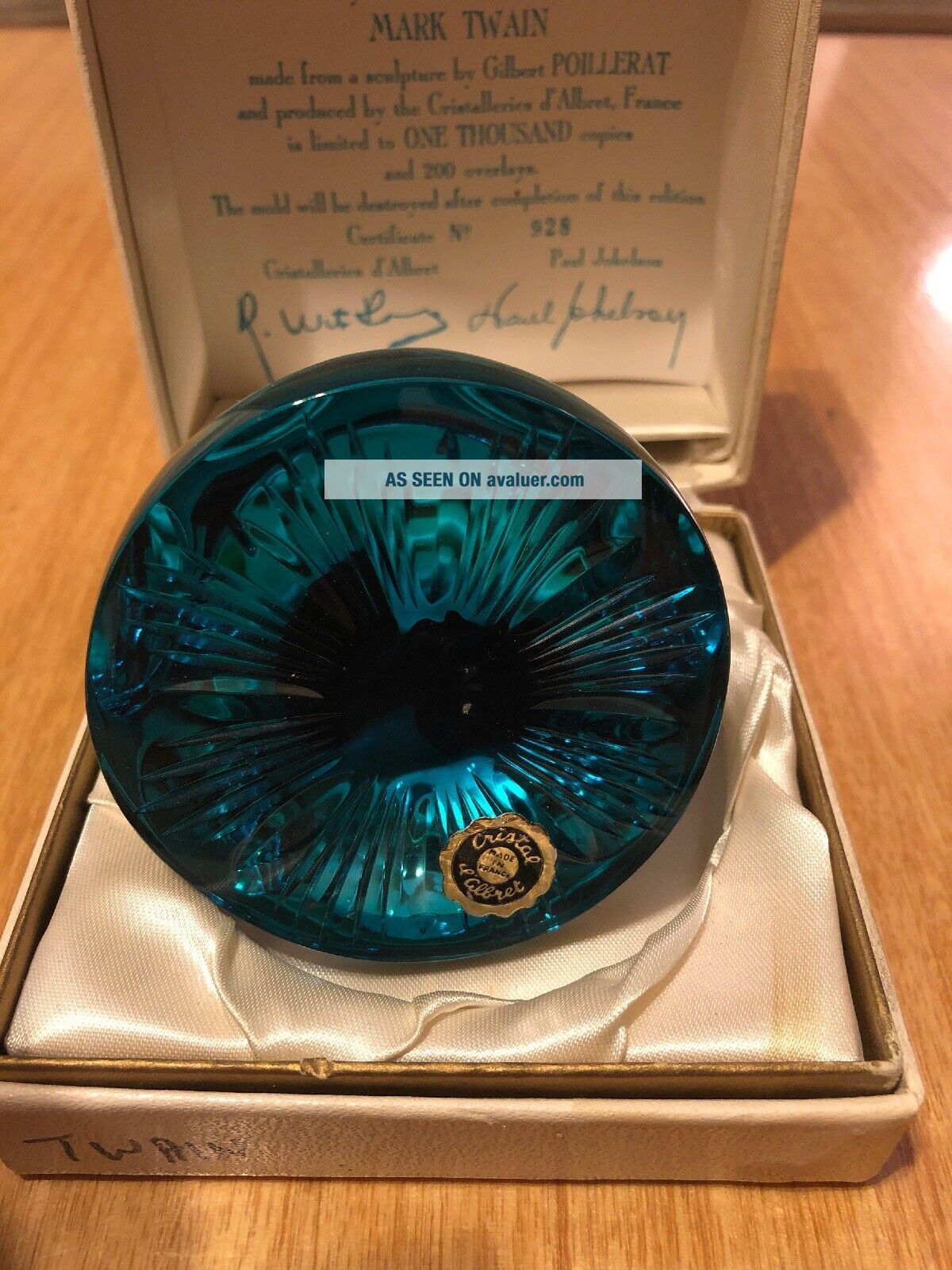 Vintage CR. Albert French Crystal Sulphide Mark Twain Paperweight ...