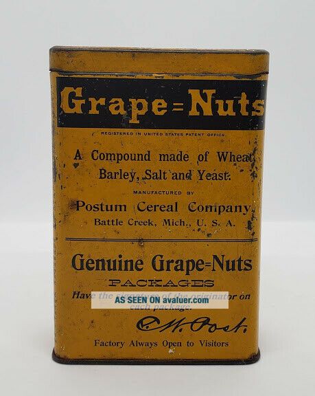 Vintage Grape Nuts Tin Permanent Service Can Refill Container Postum ...