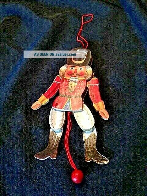 VTG JUMPING JACK NUTCRACKER PULL STRING WOODEN TOY ORNAMENT | #7141910