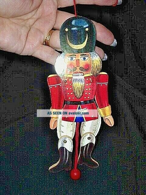 VTG JUMPING JACK NUTCRACKER PULL STRING WOODEN TOY ORNAMENT | #7141910