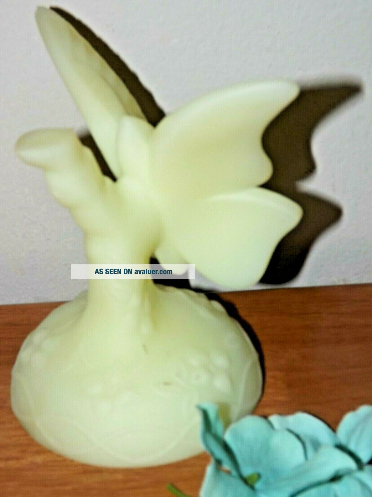 Vintage Fenton Yellow Custard Uranium Butterfly Ring Holder | #7156086