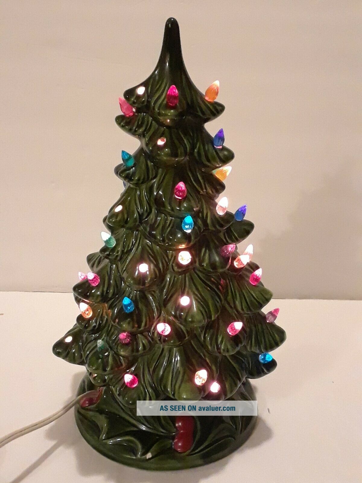 Vintage 1978 Holland Mold 12 Inch Green Ceramic Flocked Christmas Tree ...