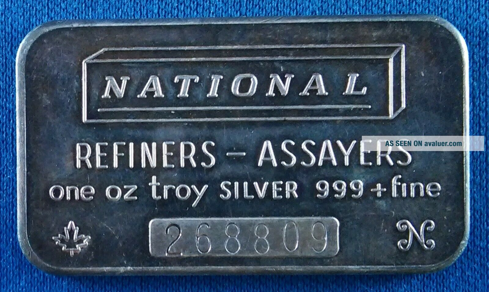 Vintage National Refiners Of Canada 1 Ounce. 999 Silver Bar ...