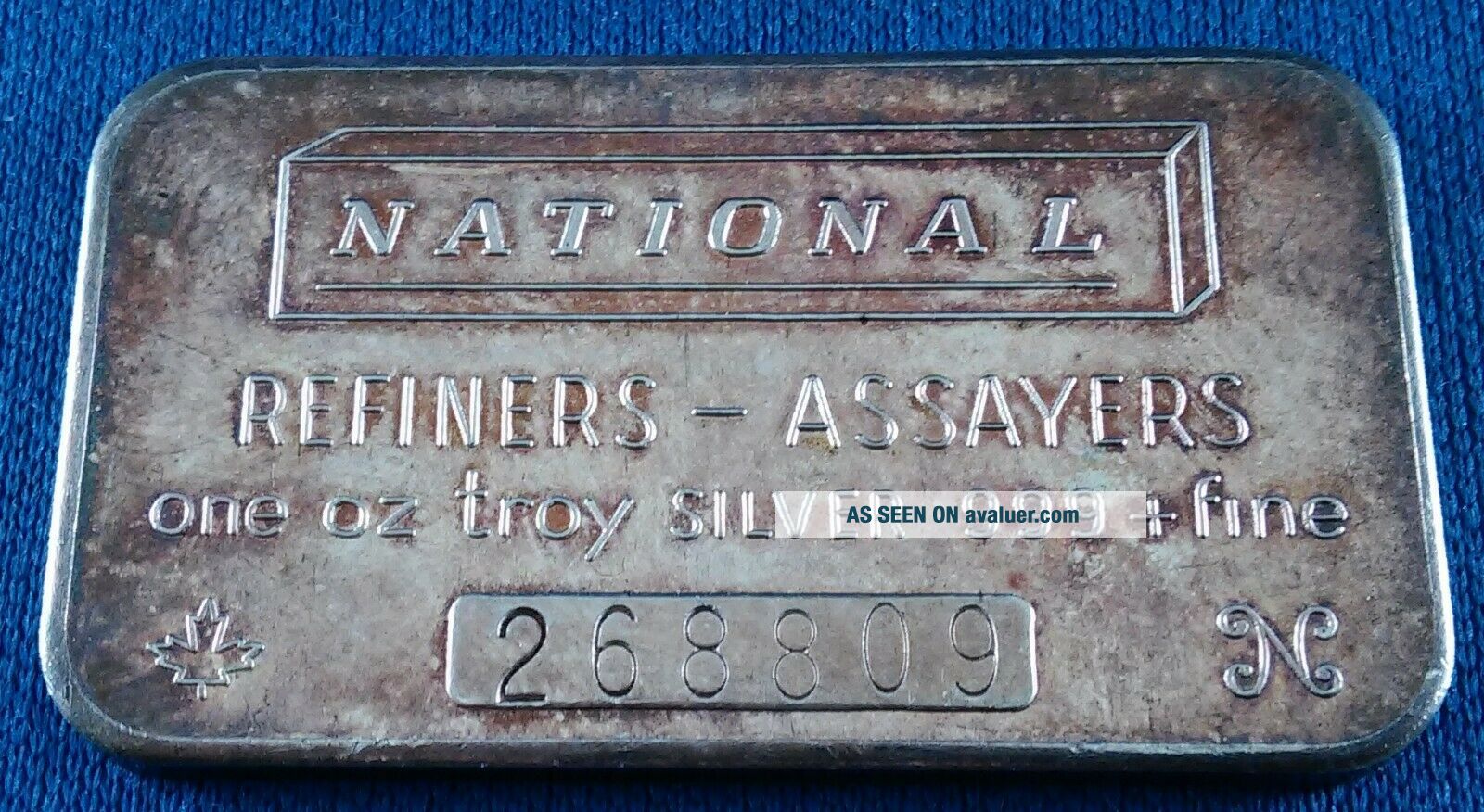 Vintage National Refiners Of Canada 1 Ounce. 999 Silver Bar ...