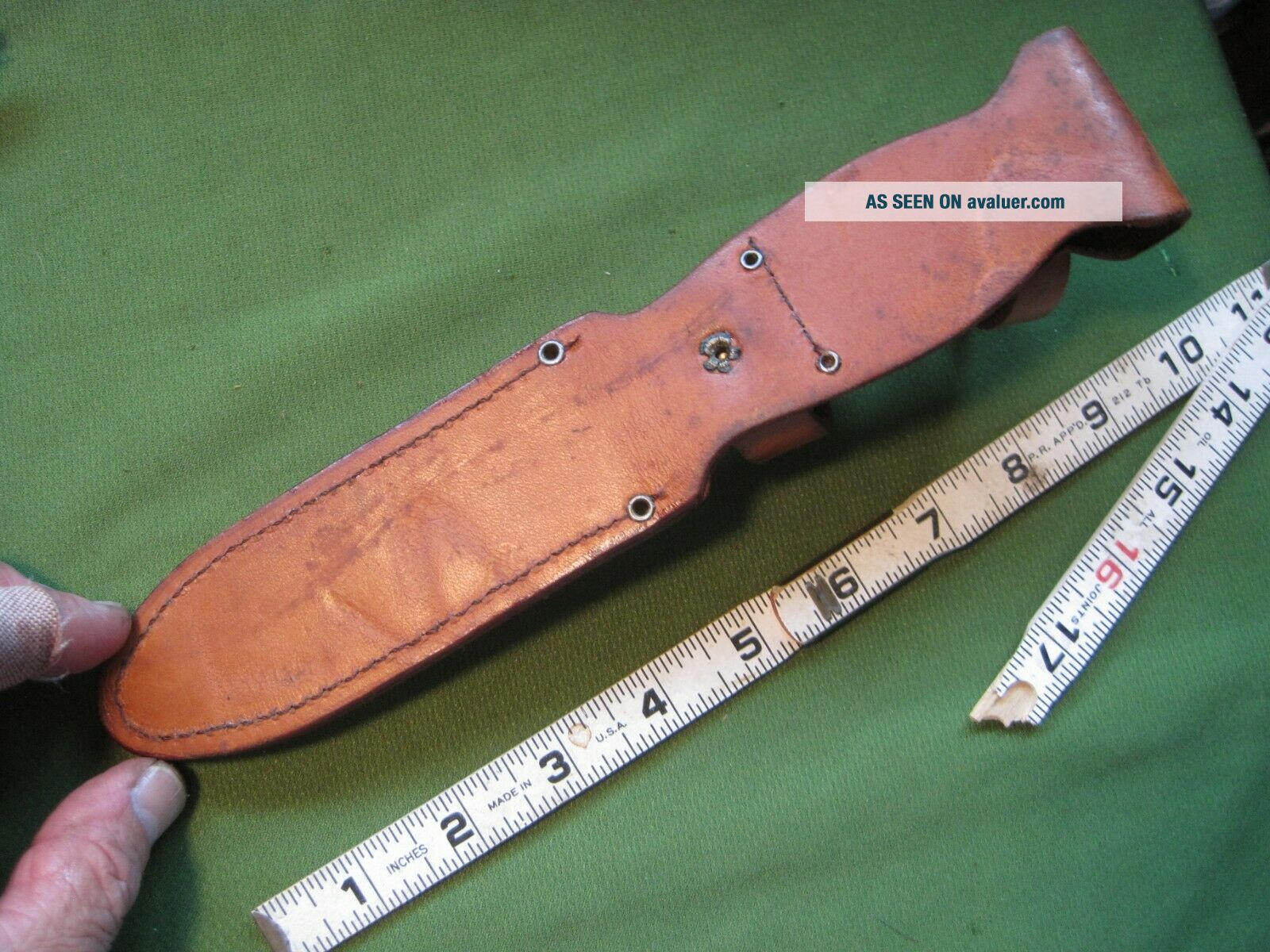 Vtg ONTARIO USA Fixed Blade Knife Sheath Leather Belt Loop W/ Snap ...