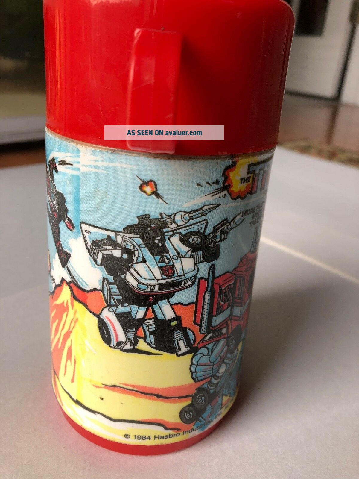 VINTAGE 1984 Hasbro TRANSFORMERS Aladdin Lunch Box Thermos | #7195040