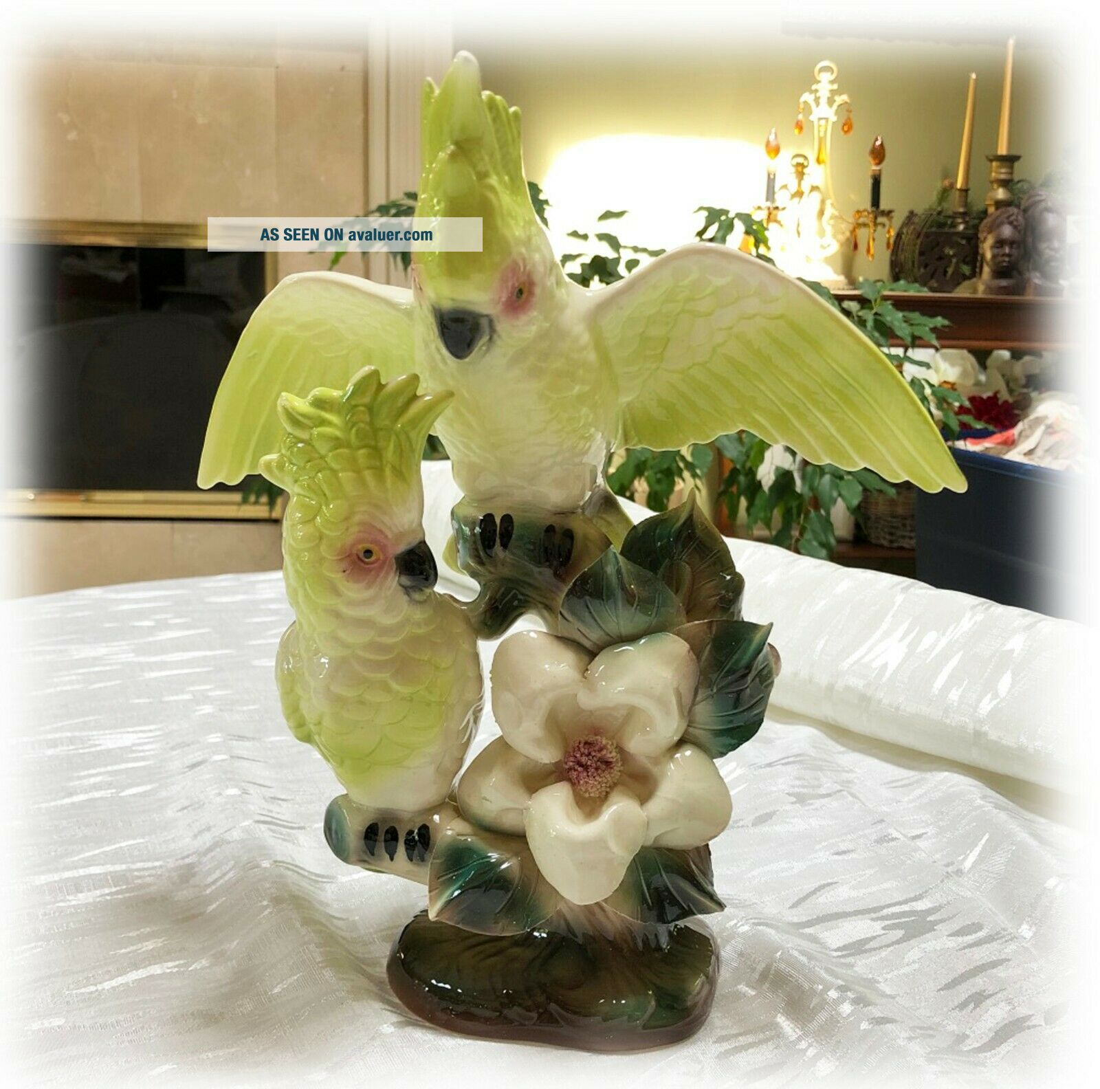 Vintage Maddux Of California Chartreuse Crested Cockatoos Figurine Two ...