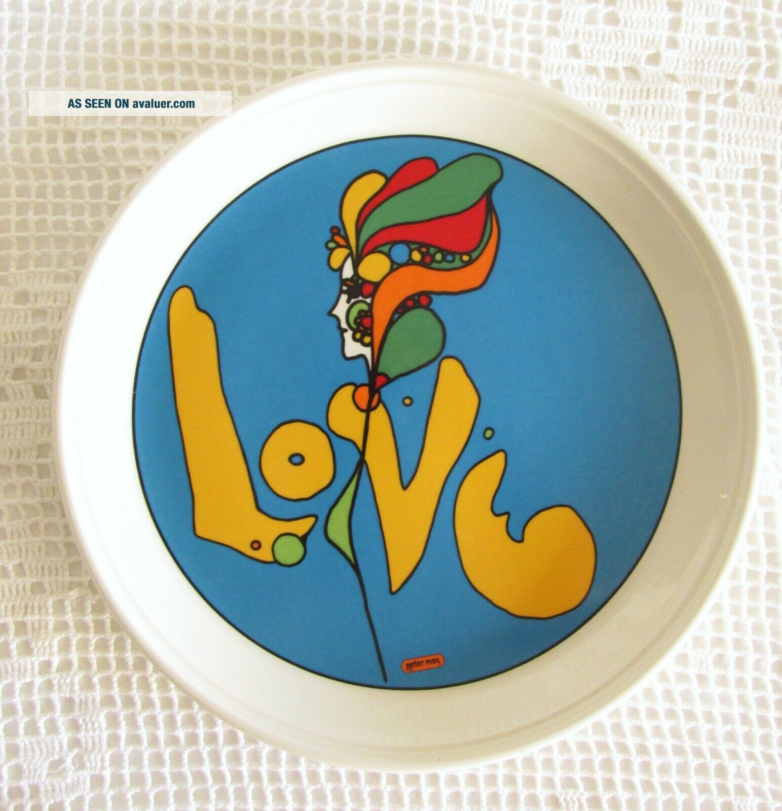Vintage Peter Max 10 Inch Blue " LOVE " Dinner Plate By Iroquois China ...